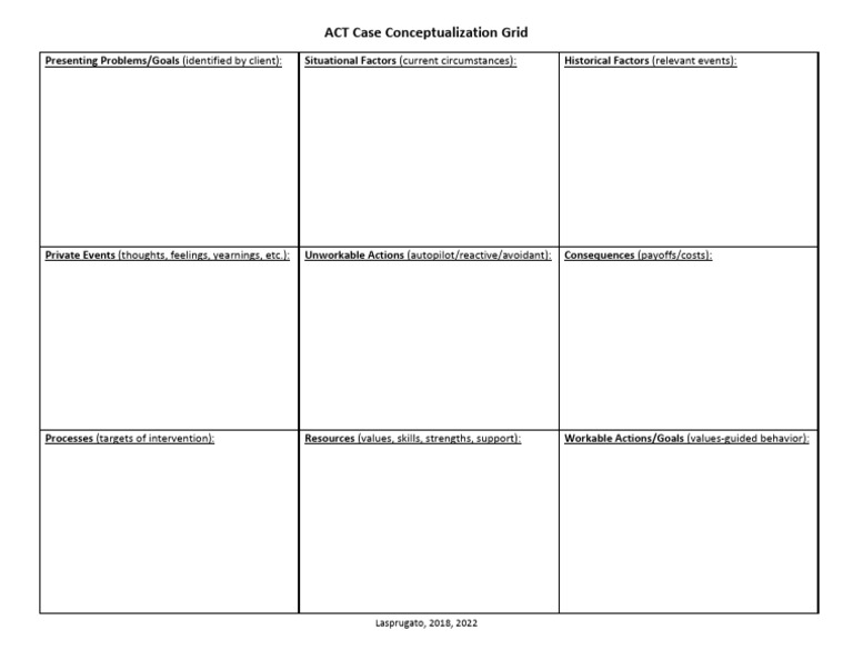 ACT Case Conceptualization Grid | PDF