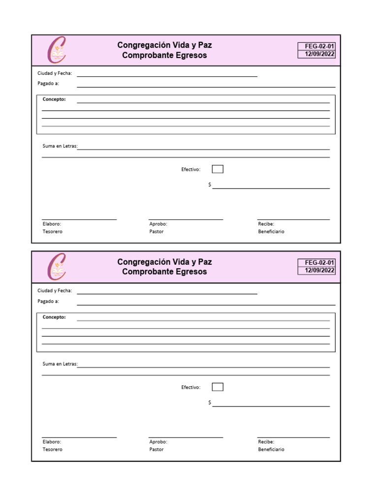 Comprobante de Egresos FEG-02-01 | PDF