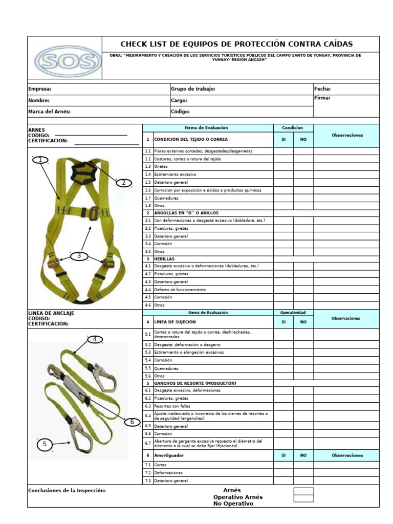 Check List de Arnés de Seguridad | PDF