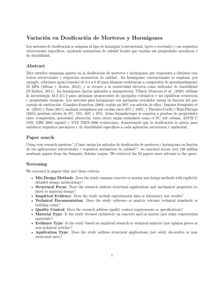 Elicit - Variaci - N en Dosificaci - N de Morteros y Hormigones - Report | PDF | Concrete ...