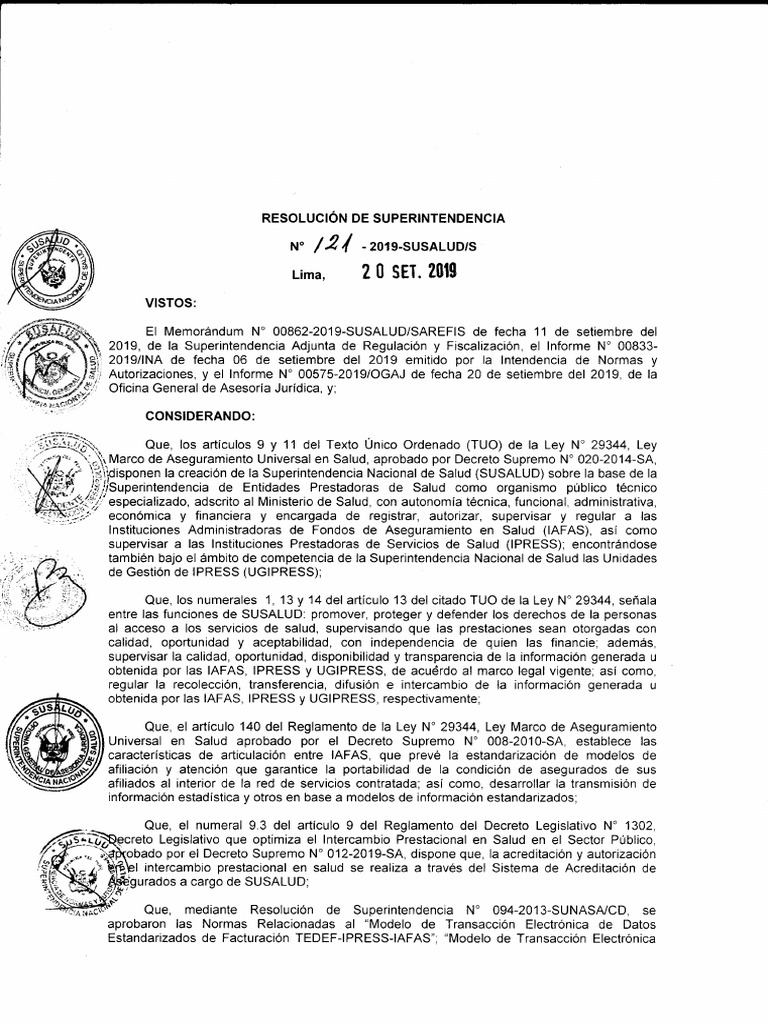 Resolución #121-2019-SUSALUD-S PDF | PDF | Bases de datos | Red mundial