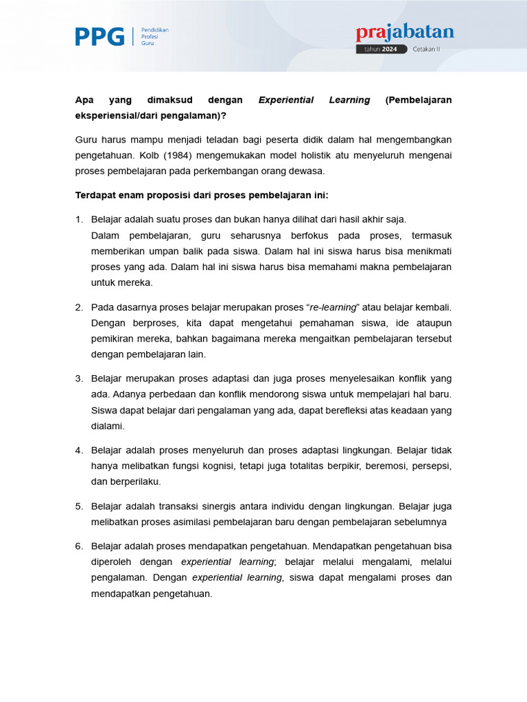 Experiential Learning - T3 | PDF