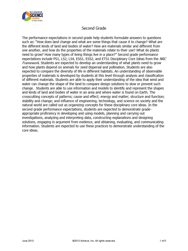 Second Grade Science Performance Expectations | PDF | Science | Information