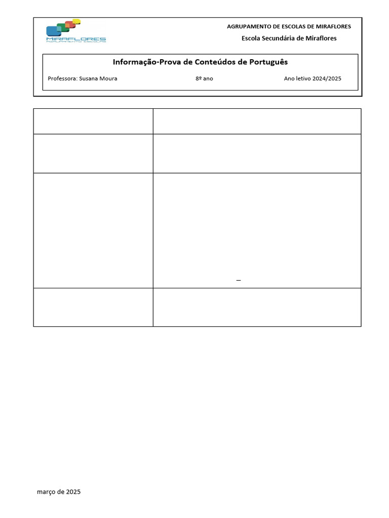 Informação prova_4_8F | PDF