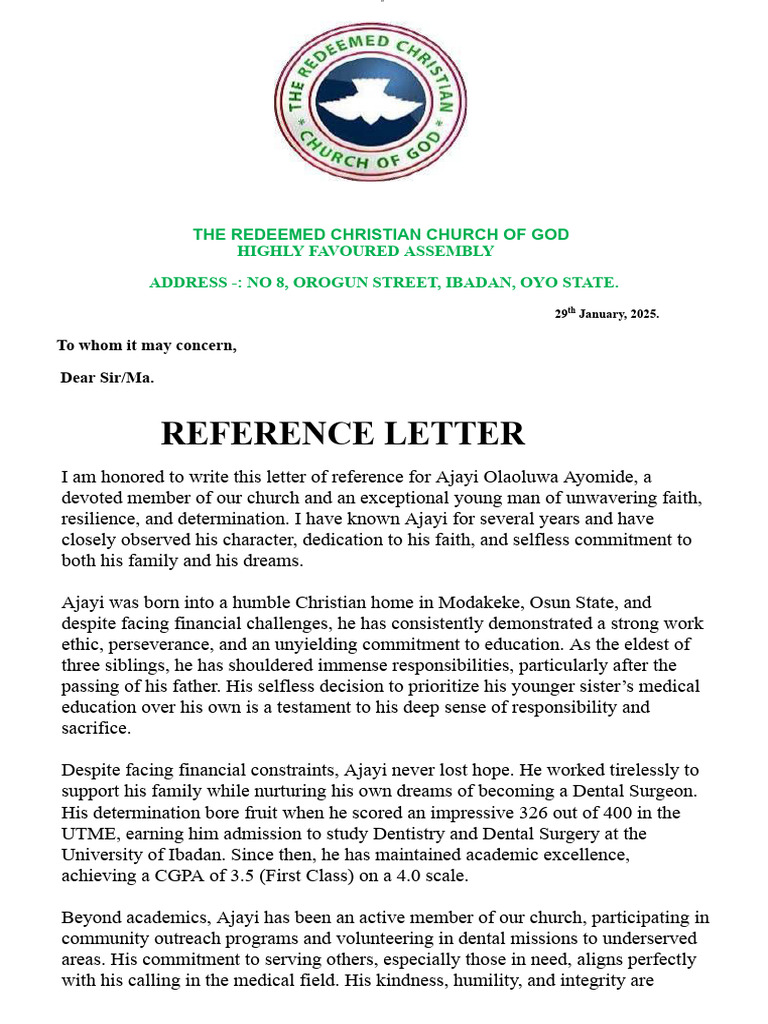 BD and SW Recommendation Letter | PDF
