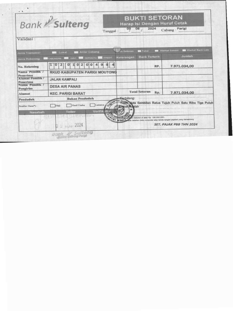 Bukti Slip Setoran PBB | PDF