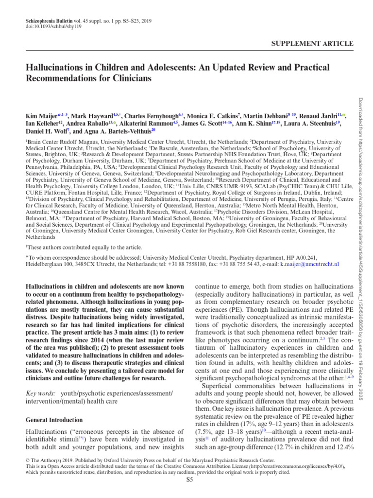 Hallucinations in Children and Adolescents (2019) | PDF | Hallucination ...