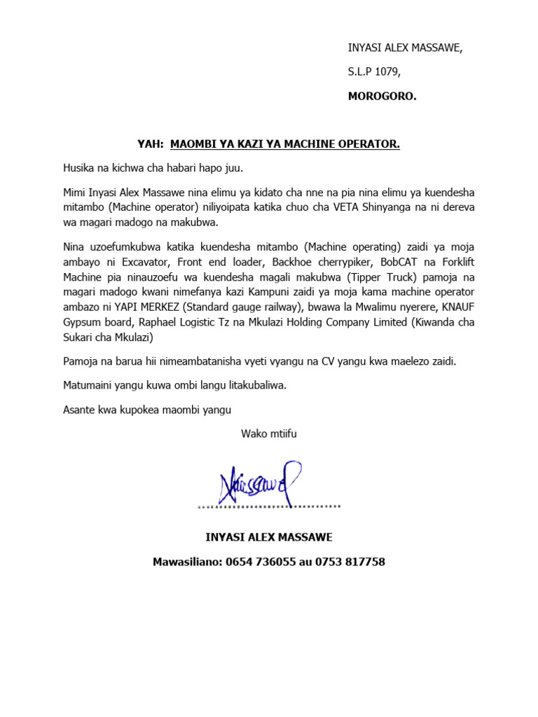 INYASI APPLICATION PACKAGE | PDF | Construction Equipment | Industrial ...