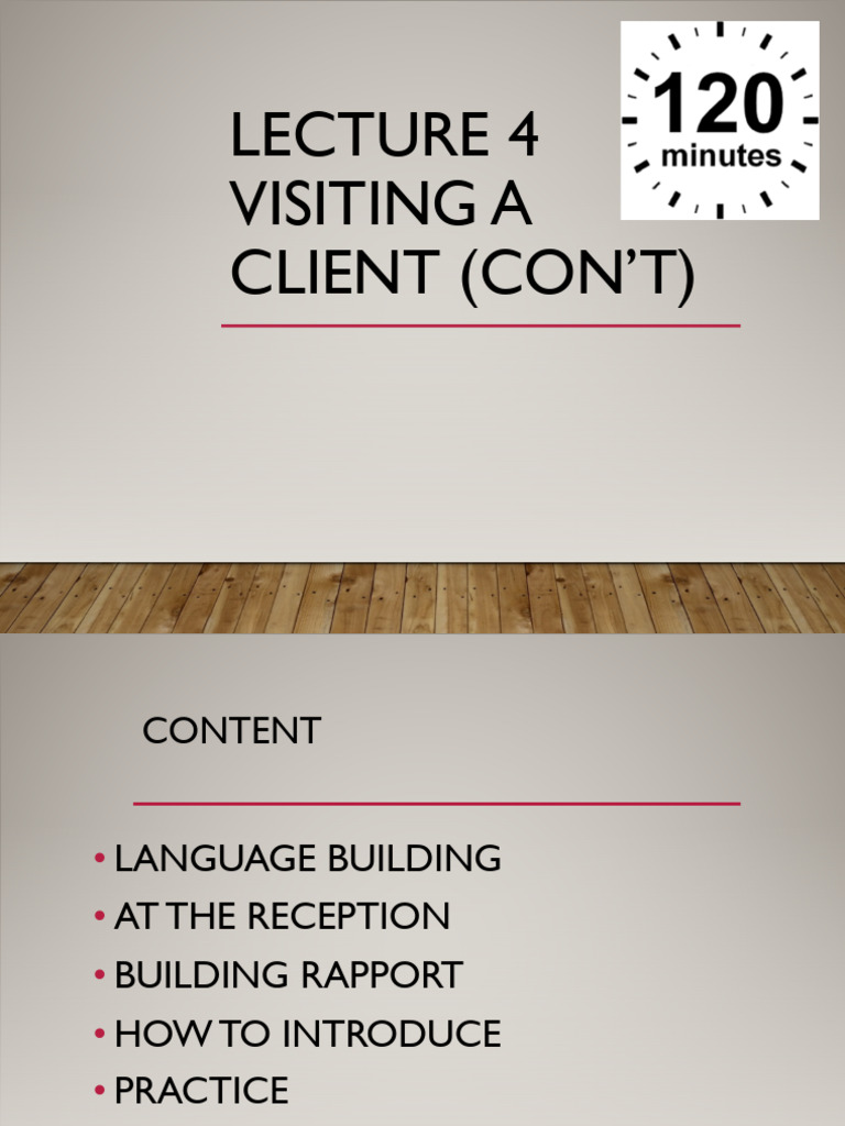 Client Reception and Rapport Building Guide | PDF | Human Communication ...