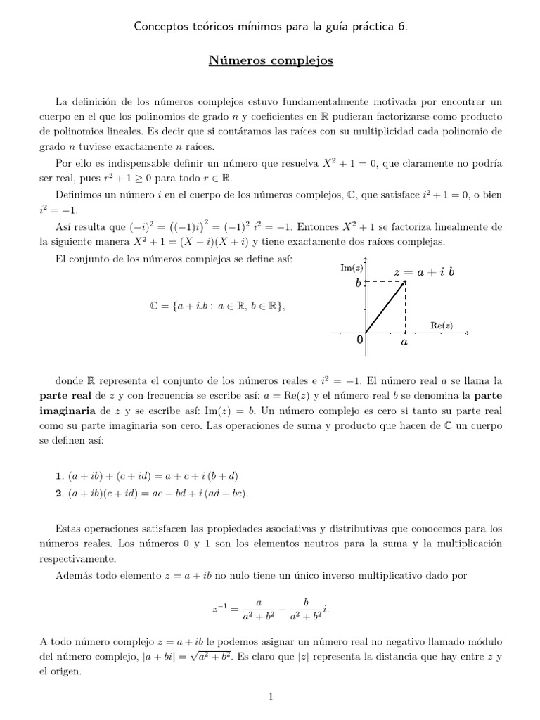 ApunteTeorico Numeros Complejos | PDF | Número complejo | Ángulo