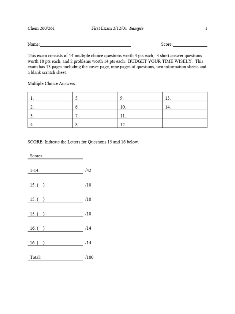 Practice Final Exam Practice Final Exam PDF | PDF | Chemical Bond ...