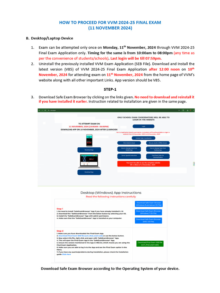 VVM 2024-25 Final Exam Instructions | PDF | Mobile App | Computer ...