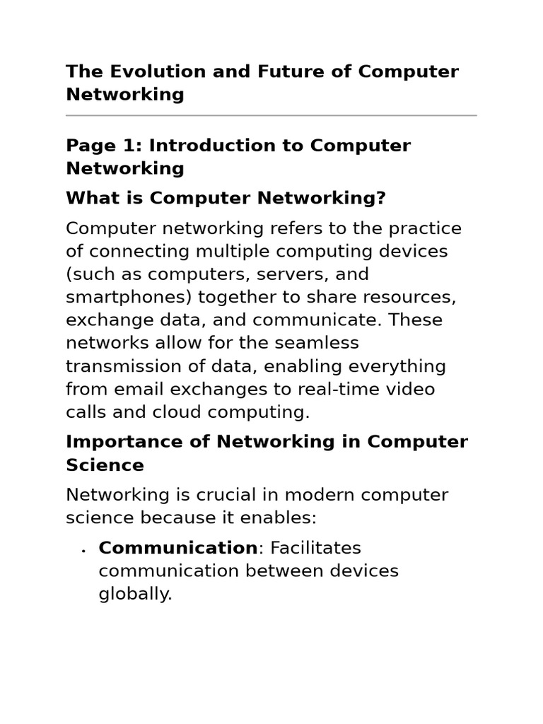 The Evolution and Future of Computer Networking | PDF | Computer Network | Osi Model