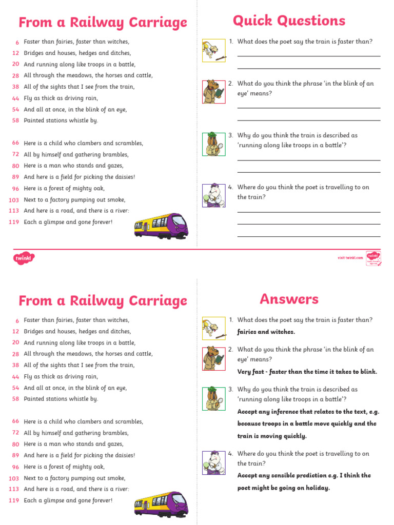 From a Railway Carriage Activity Card | PDF
