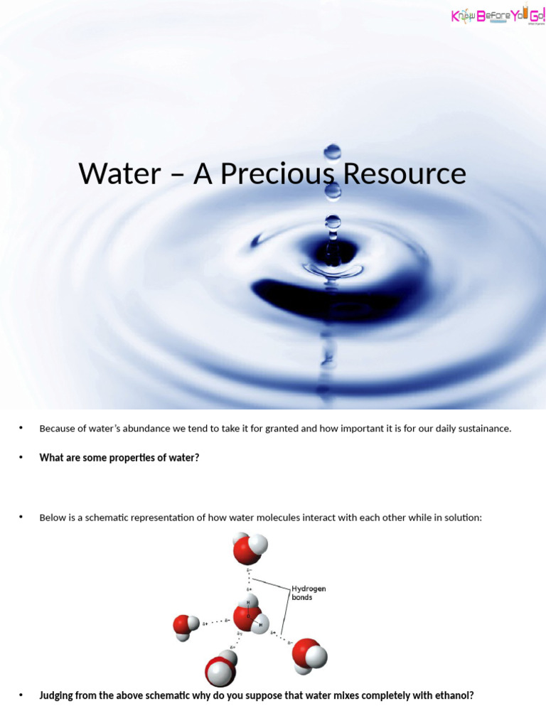 Water - A Precious Resource | PDF | Water | Solvation