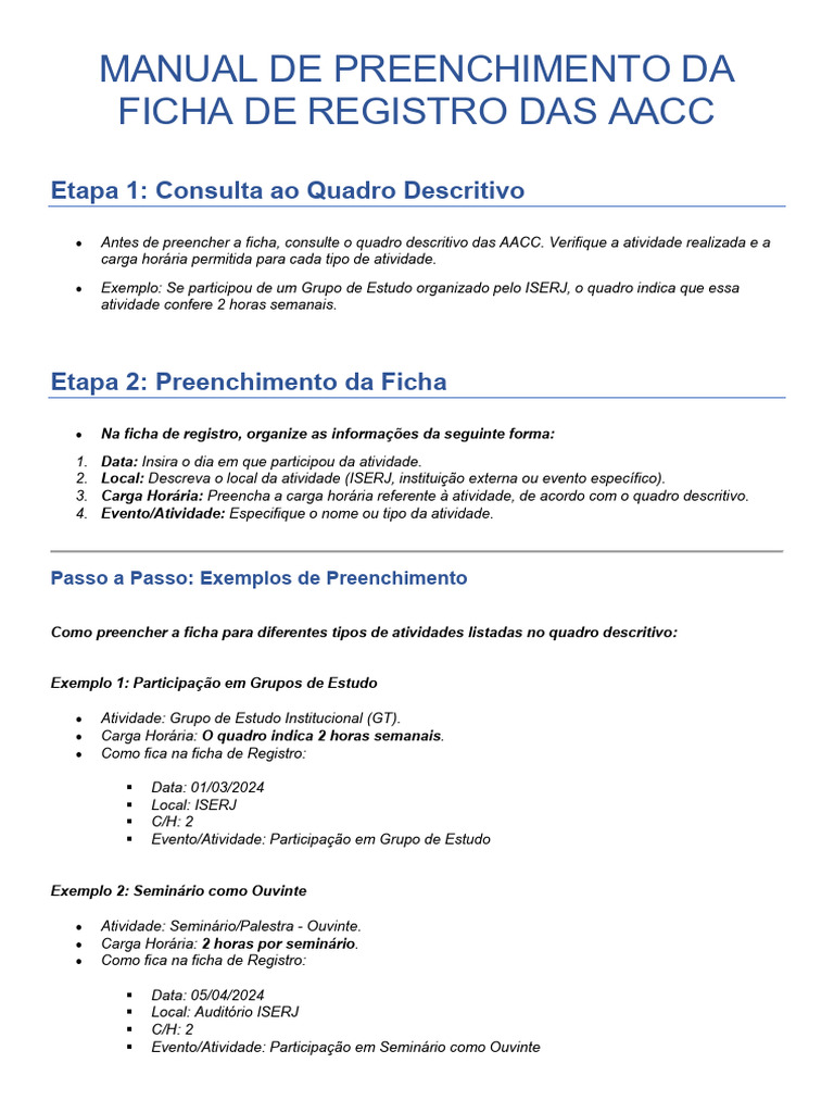 Manual de Preenchimento de AACC | PDF