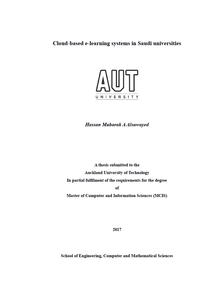 Cloud-Based E-Learning Systems in Saudi Universities: Hassan Mubarak A Alsuwayed | PDF ...