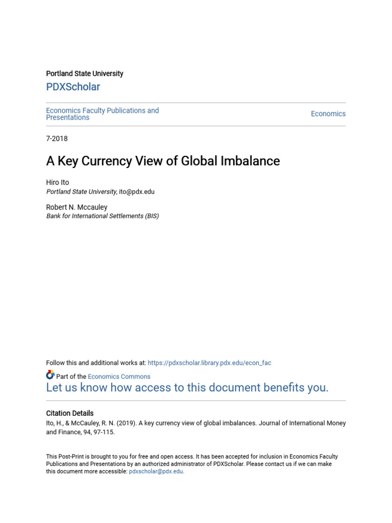 A Key Currency View of Global Imbalance | PDF | Euro | Balance Of Payments