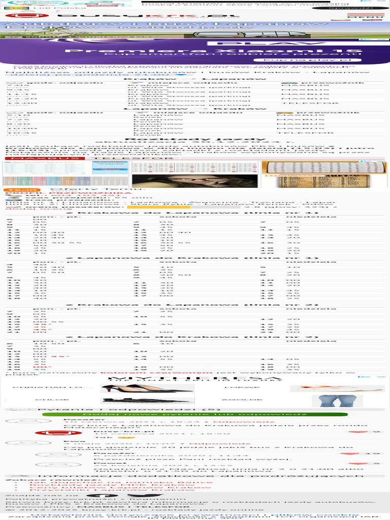 Busy Łapanów Kraków - Rozkłady Jazdy MAXBUS I TELESFOR Busy-Krk - PL | PDF