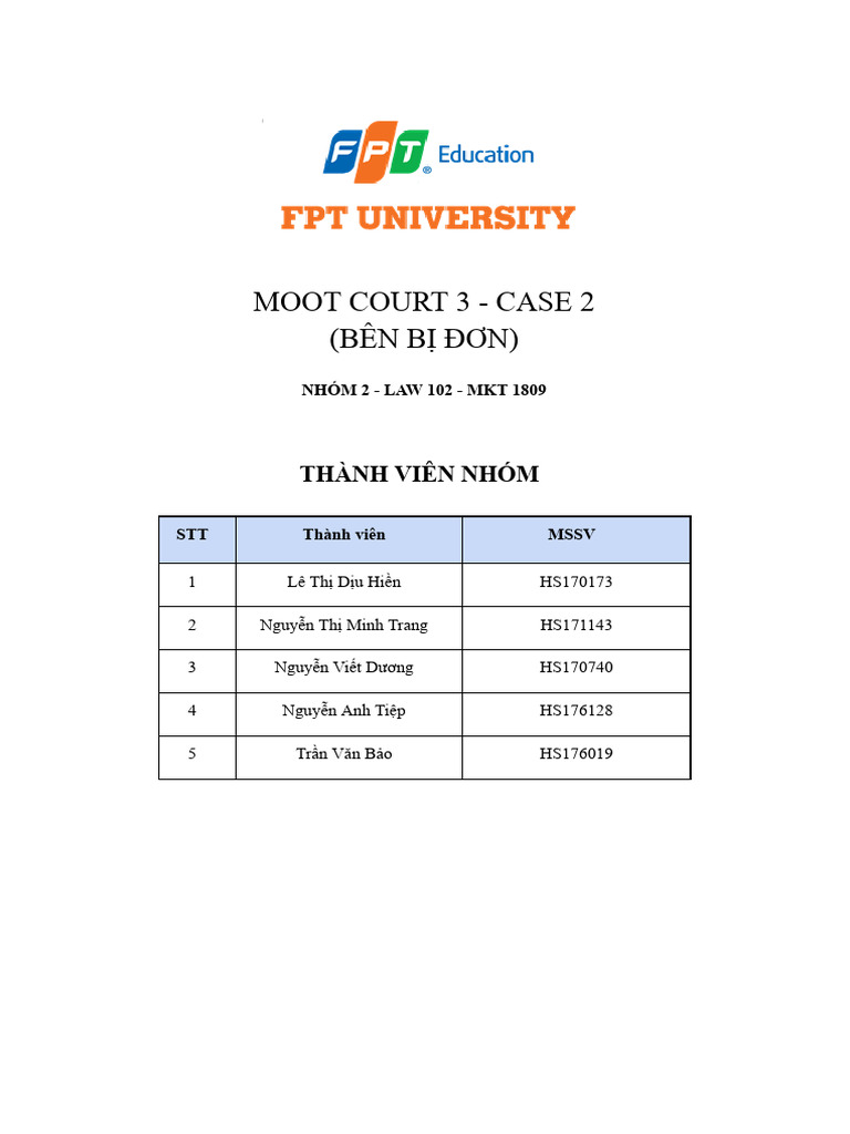 LAW102.MKT1809 - Group 2 - Mootcourt 3 | PDF