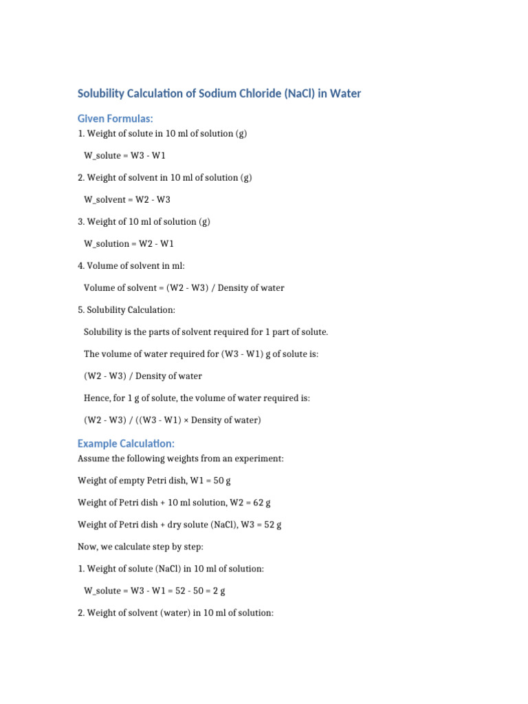 Solubility_Calculation_NaCl | PDF