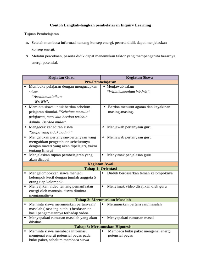 Langkah Pembelajaran Inquiry Learning | PDF
