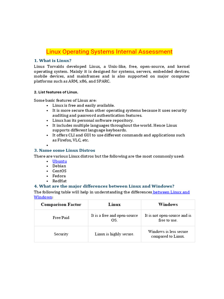 Linux Operating Systems Overview and Features | PDF | Linux | Computer File