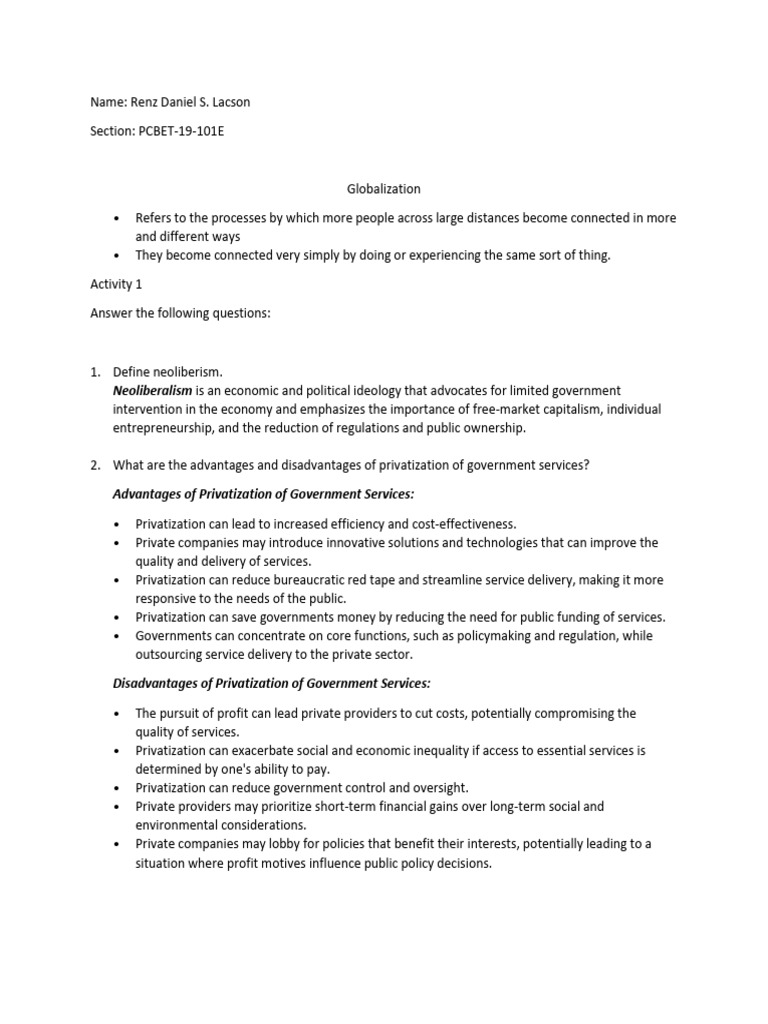 Act.1 Lacson, Renz Daniel | PDF | Globalization | Privatization