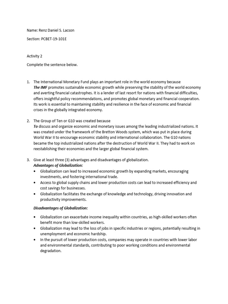 Act.2 Lacson, Renz Daniel | PDF | Globalization | Economic Growth