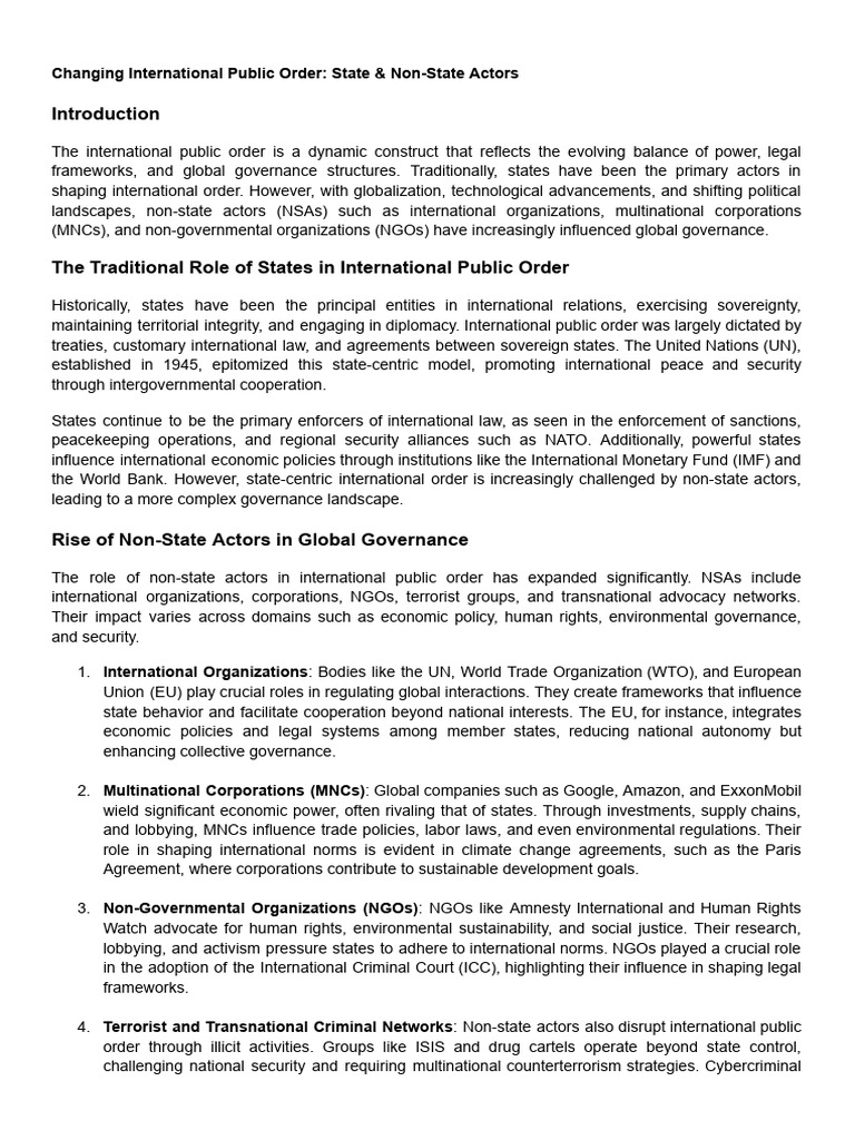 Changing International Public Order State & Non-State Actors | PDF | Cold War | Soviet Union