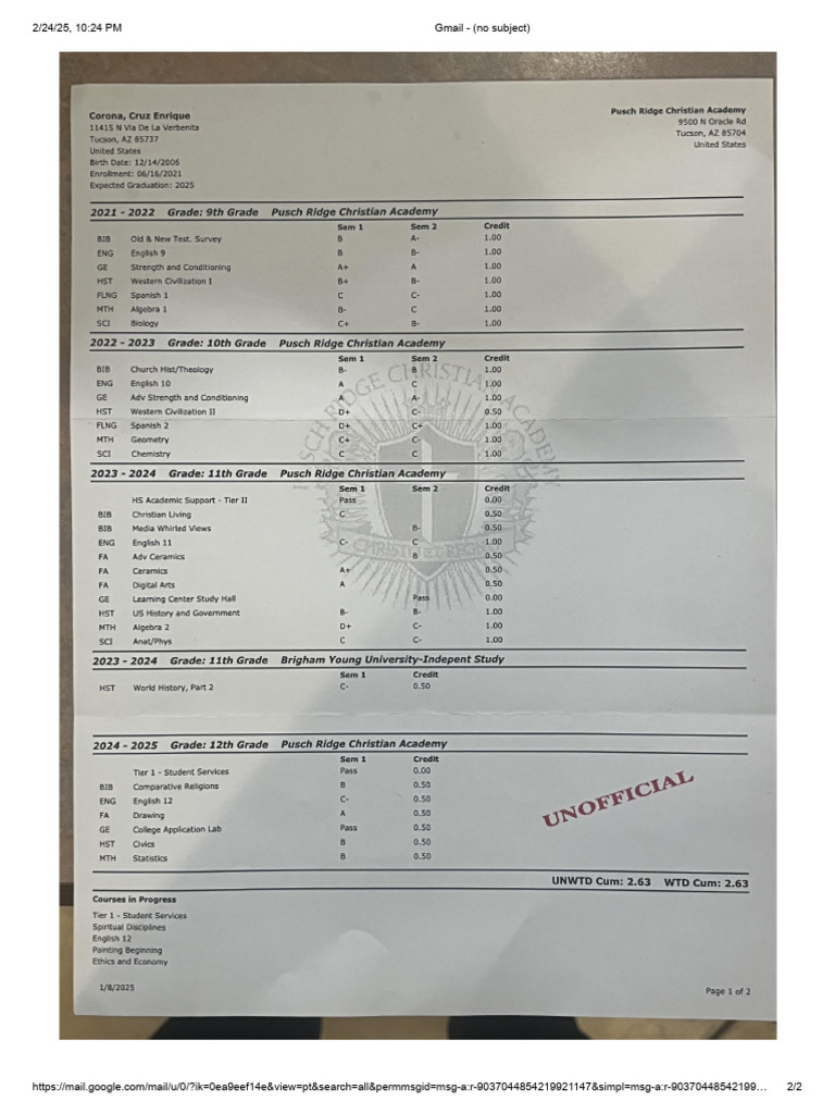 Corona, Fall, 2025, Transcript | PDF