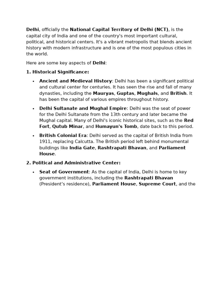 History and Significance of Delhi | PDF