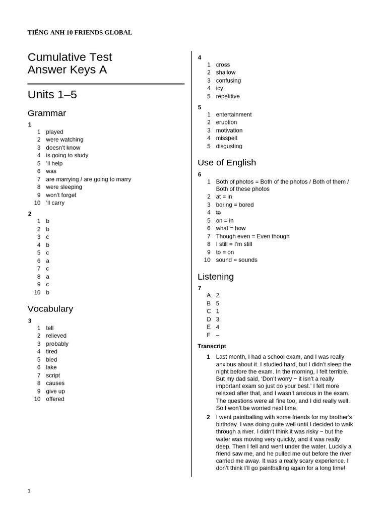 Cumulative Test Answer Keys A | PDF | Invention