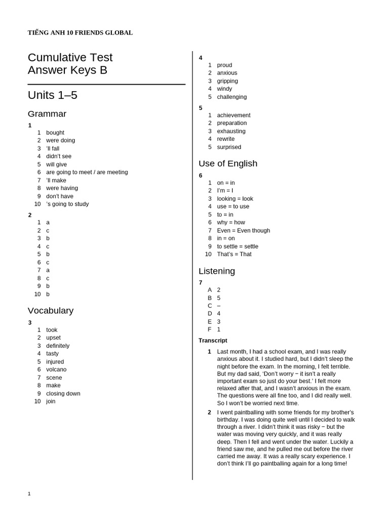 Cumulative Test Answer Keys B | PDF | Invention