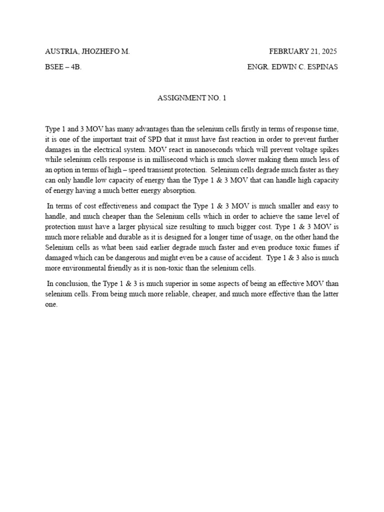 Austria - Bsee 4b - Peee2-Ass 1 | PDF