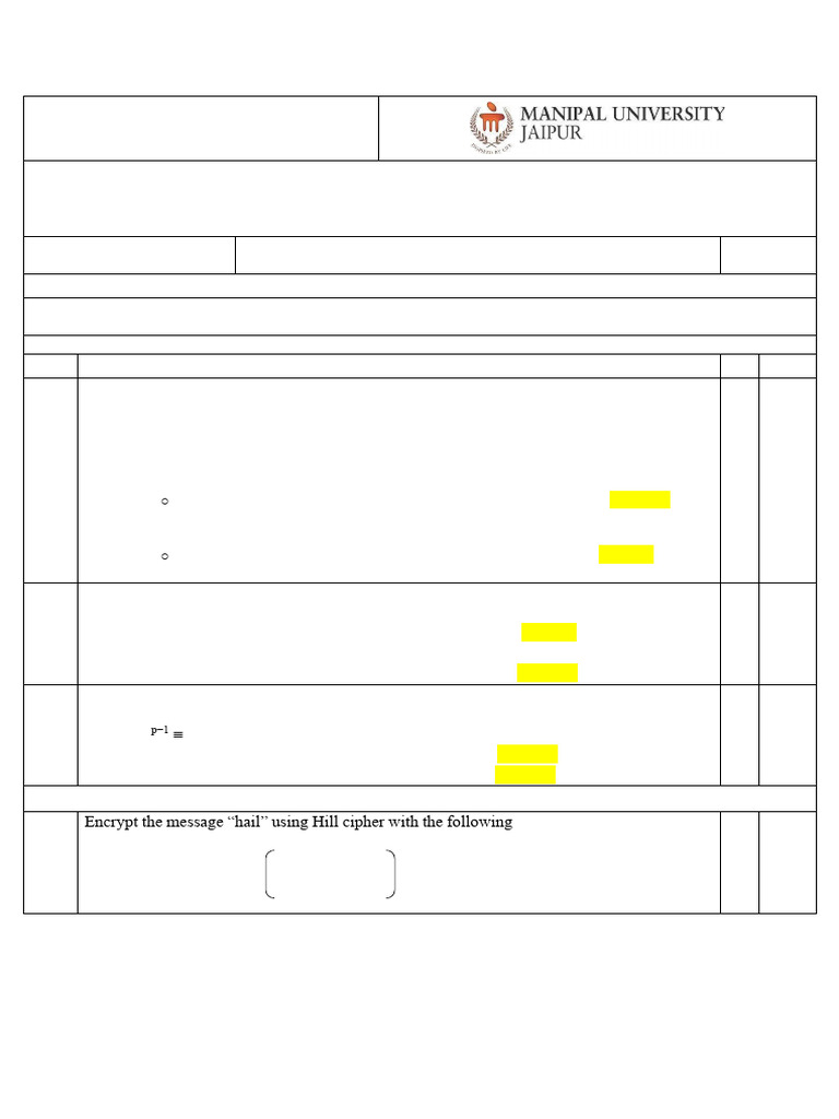CSE2221 Cryptography Solution | PDF | Key (Cryptography) | Encryption