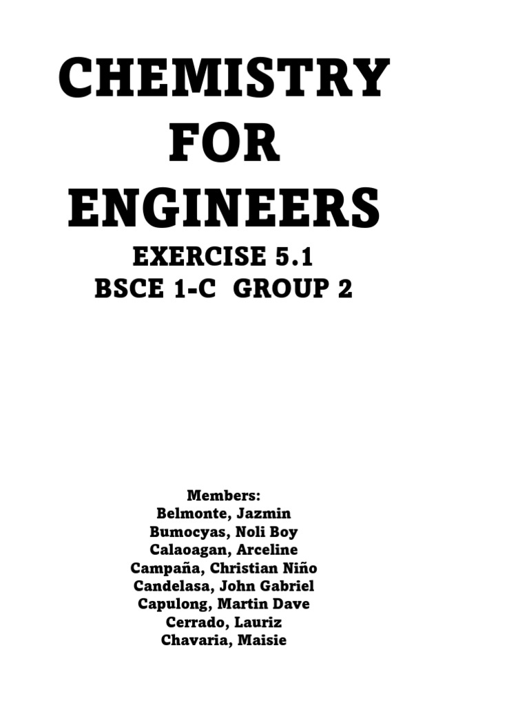 Chemistry Exercise 5.1 (BSCE 1 C - GROUP 2) | PDF | Electricity | Materials