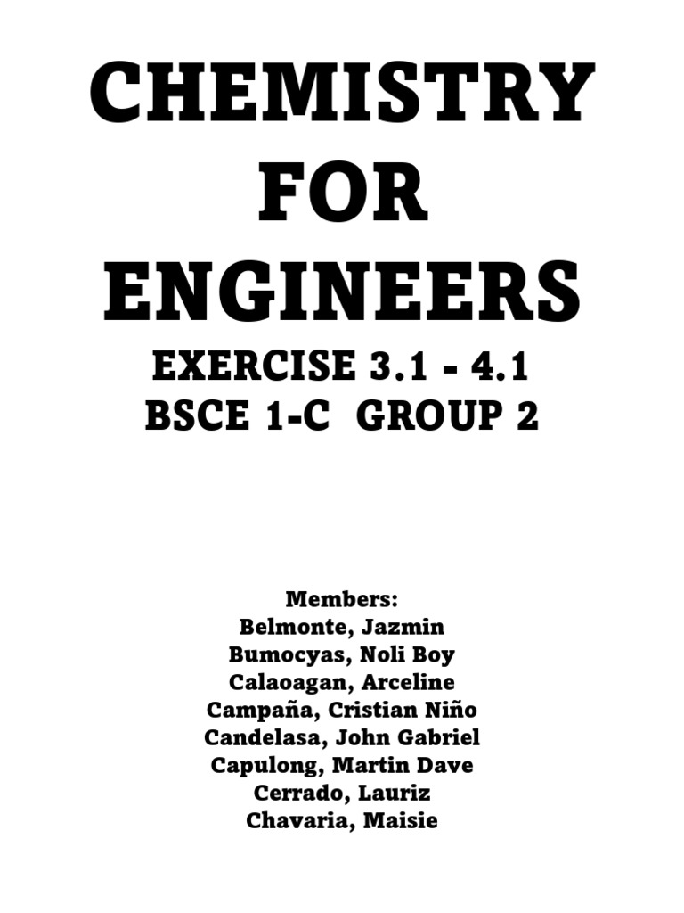 Chemistry Exercise 3.1 4.1 (BSCE 1C - GROUP 2) | PDF