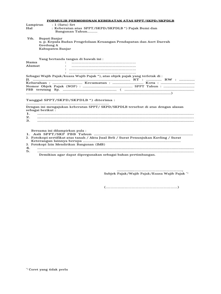 Formulir Keberatan PBB SPPT/SKPD | PDF