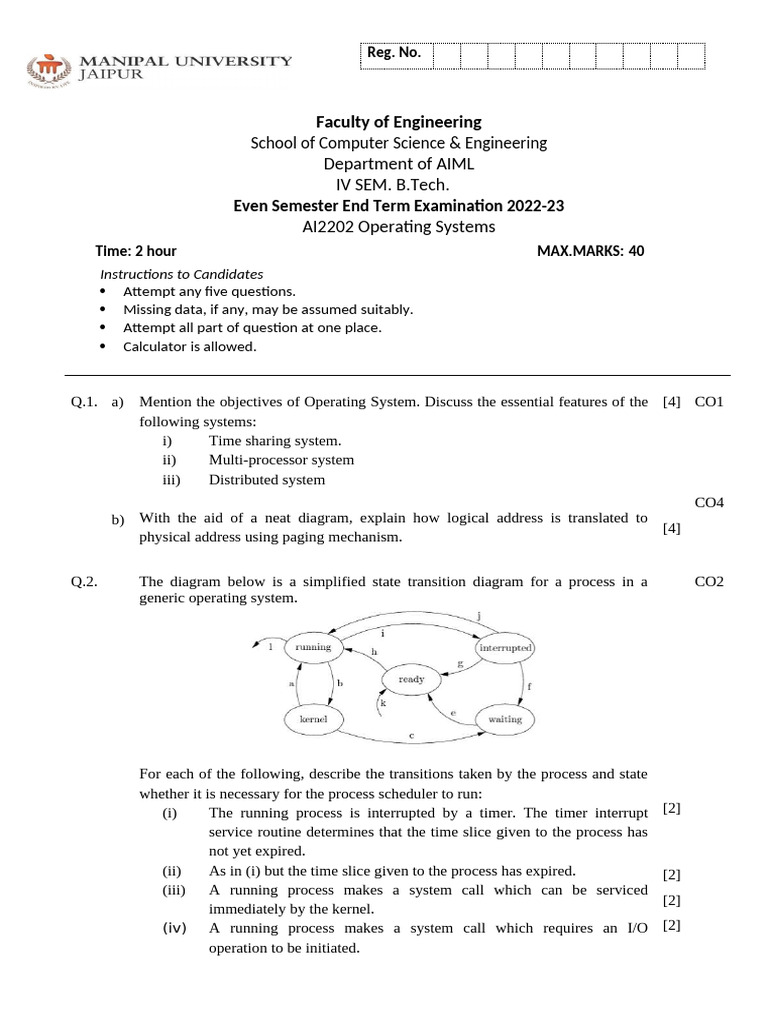 AI2202 - Operating Systems - 2 | PDF | Operating System | Operating ...