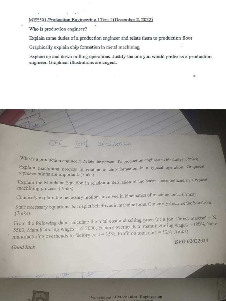 MEE 501 Combined Past Questions | PDF