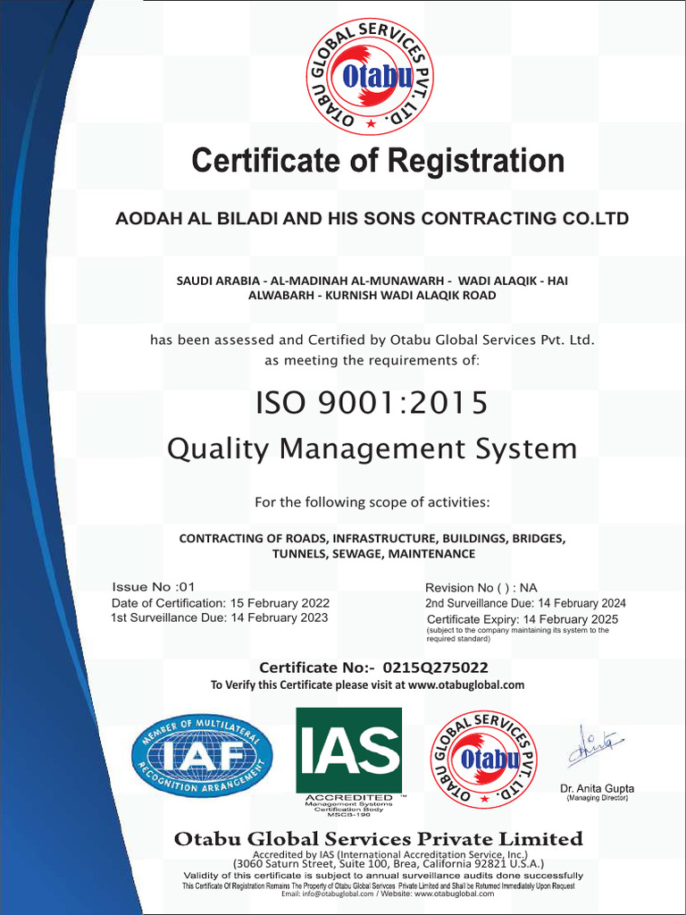 19(شهادة الجودة iso 2015) | PDF | Evaluation | Regulation