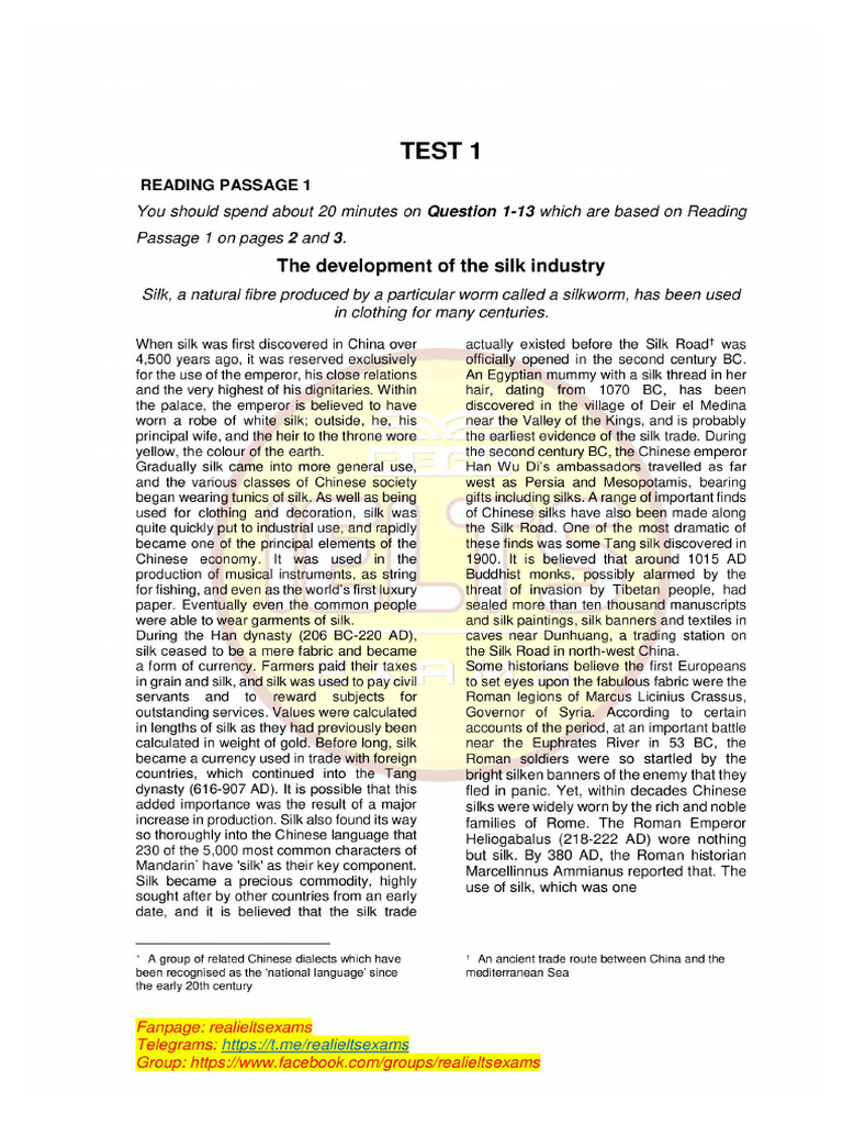 Reading - Vol 1 - Test 1 - Passage 1 | PDF
