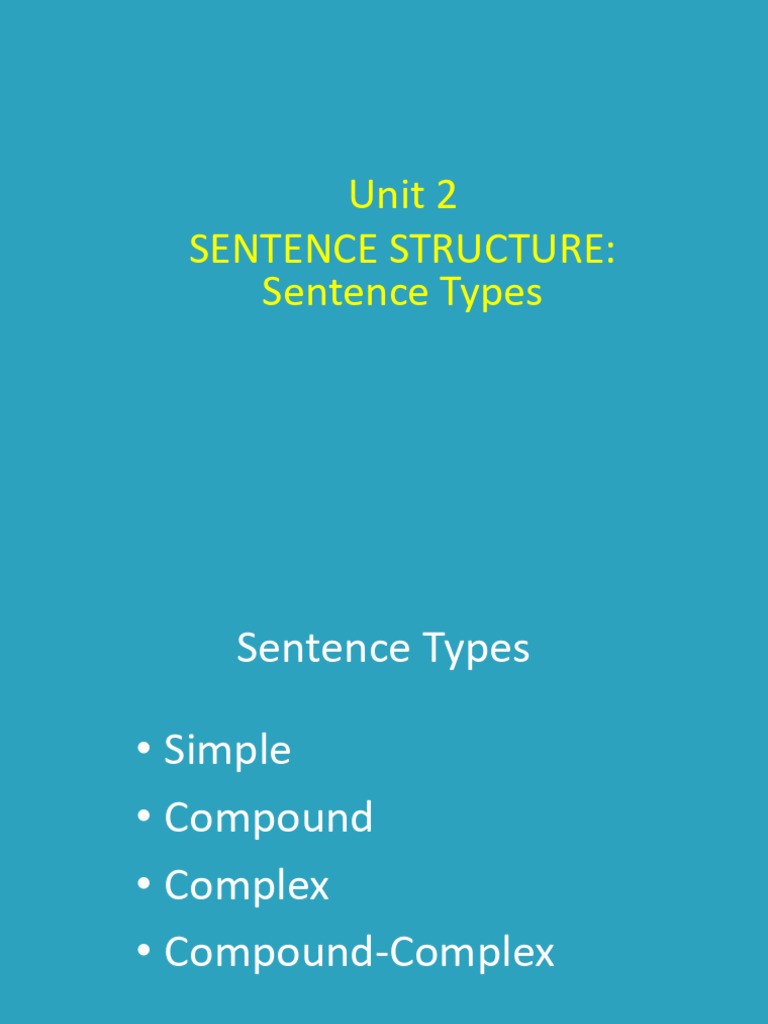 Unit 2 - Sentence Structure Types | PDF | Subject (Grammar) | Sentence ...