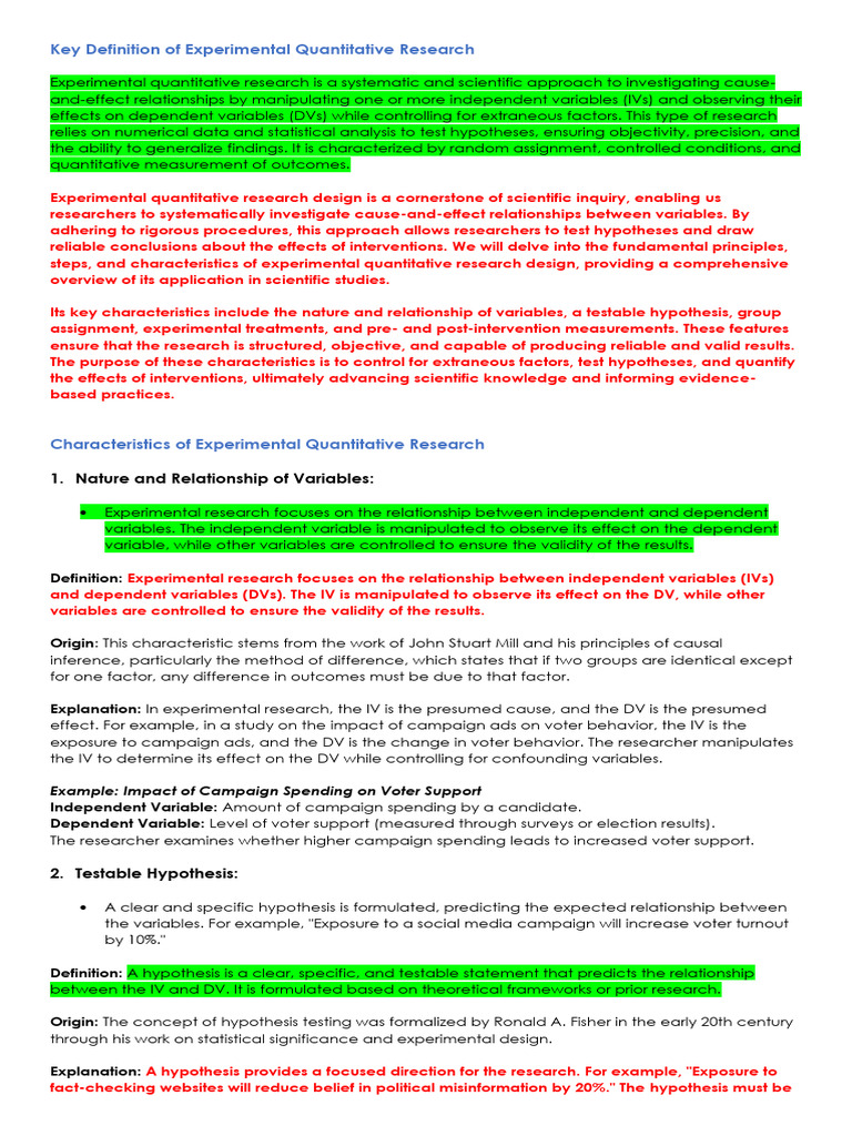 Experimental Quantitative Research | PDF | Experiment | Quantitative ...