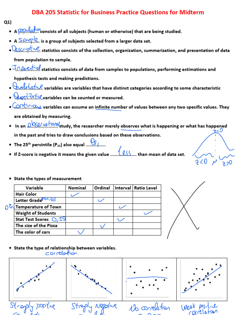 Midterm Practice Questions | PDF | Statistics | Mean