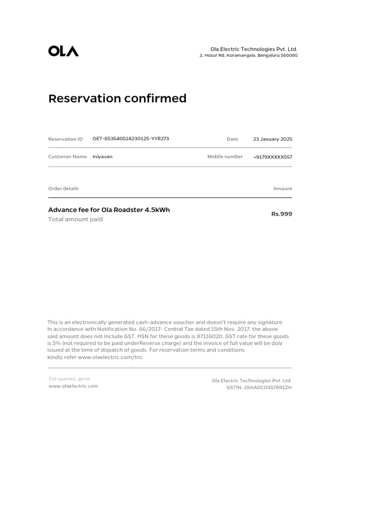 Receipt PRE - BOOK OET 653540518230125 YYR273 | PDF