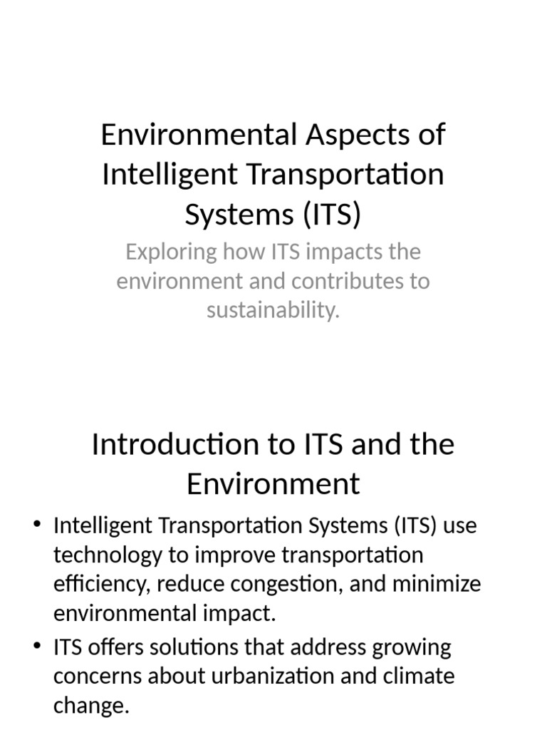 ITS and Environmental Sustainability Insights | PDF | Transport ...