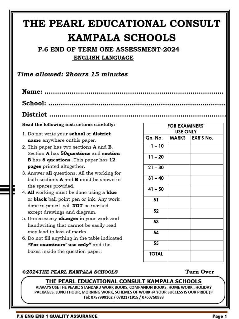 1 The Pearl Pearl P.6 Eot I Eng 2024 | PDF