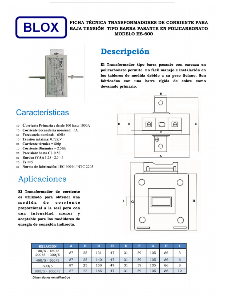Ficha Tecnica Barra Blox-2 | PDF